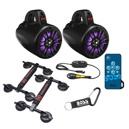 Boss Audio 4" Amplified Wake Tower Speakers Bundle w/HookCups 1 Set of ...