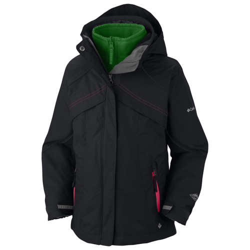 Columbia Bugaboo Interchange Jacket For Girls Black-fuse Green 7/8 | Rootri